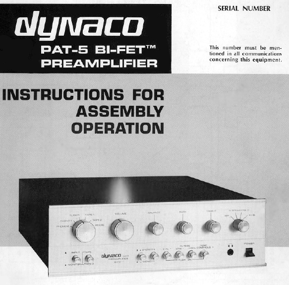 Dynaco PAT-5 Operations Manual – Electronic Service Manuals
