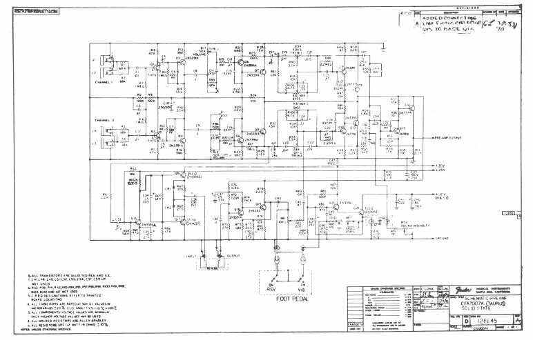 FENDER Taurus Schematic – Electronic Service Manuals