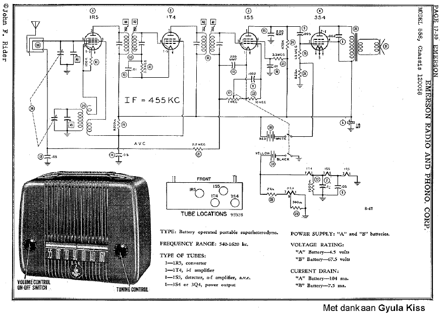 Emerson Model 560 Battery Radio Schematic – Electronic Service Manuals