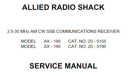 ALLIED Radio Shack Communications Receiver Service Manual – Electronic ...