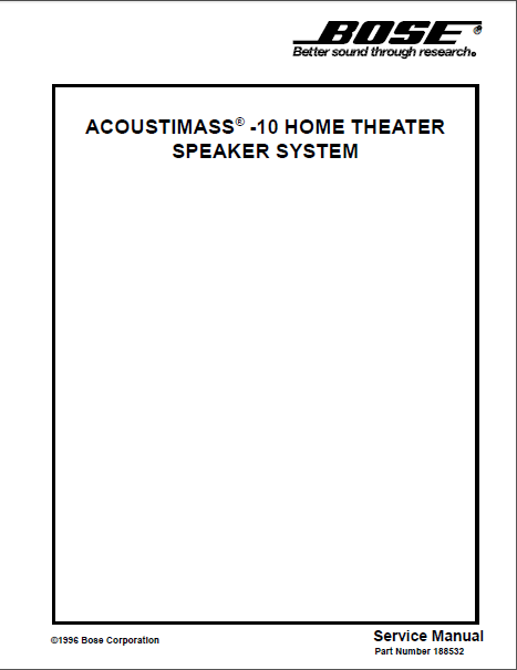 BOSE Acoustimass Speaker System Service Manual – Electronic Service Manuals