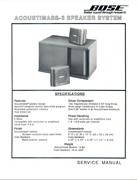 BOSE Acoustimass AM3 Speaker System Service Manual – Electronic Service ...