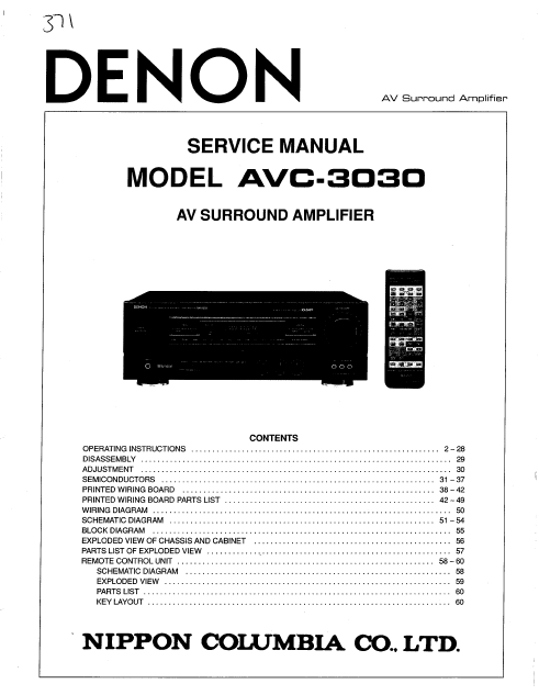 DENON AVC-3030 Service Manual – Electronic Service Manuals