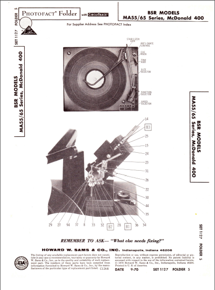 BSR MA55-65 Series McDonald400 Instruction Manual – Electronic Service ...