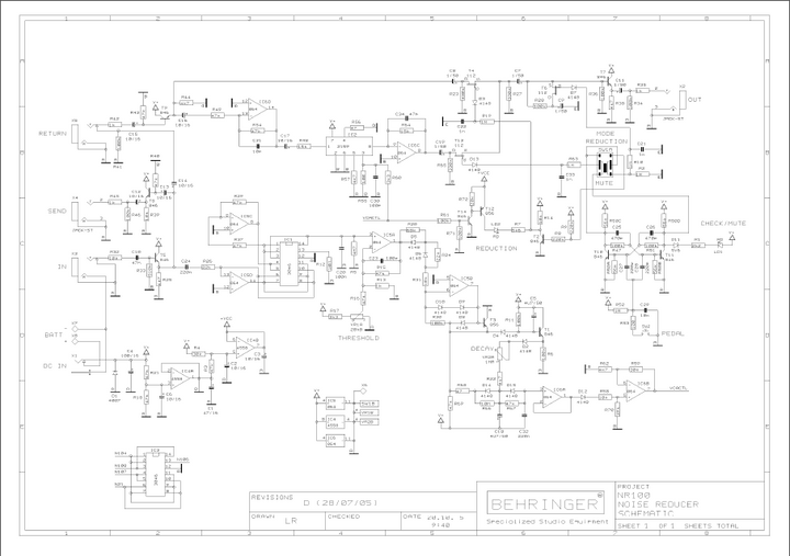 BEHRINGER NR100 Noise Reducer rev D Schematics – Electronic Service Manuals