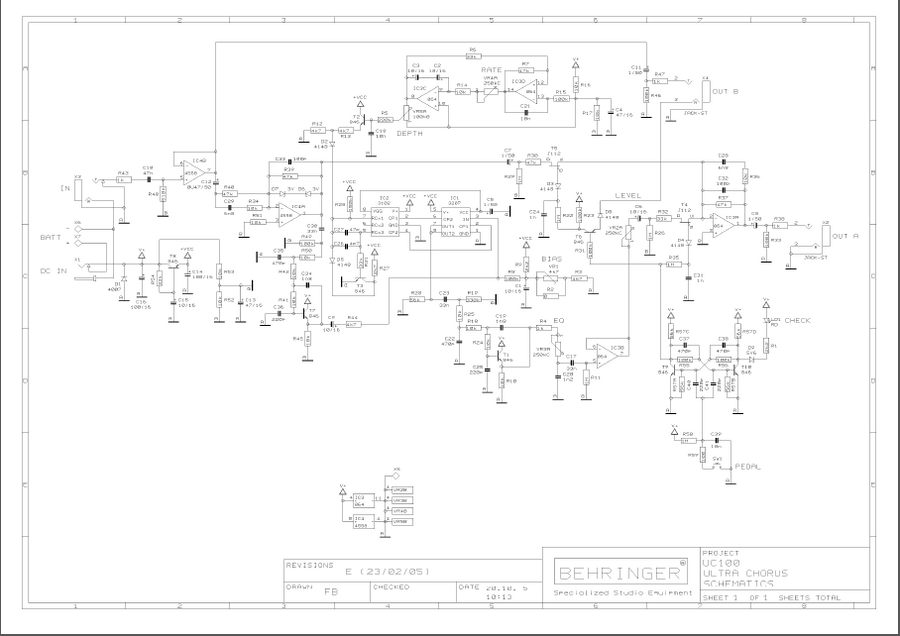 BEHRINGER UC100 ULTRA Chorus rev E Schematics – Electronic Service Manuals