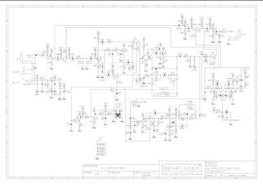BEHRINGER UD100 ULTRA Distortion rev C Schematics – Electronic Service ...