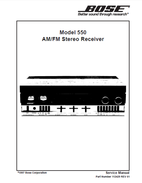 BOSE 550 Stereo Receiver Service Manual – Electronic Service Manuals