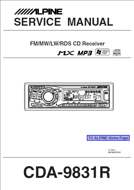 ALPINE CDA-9813R CD Receiver MP3 Service Manual – Electronic Service ...