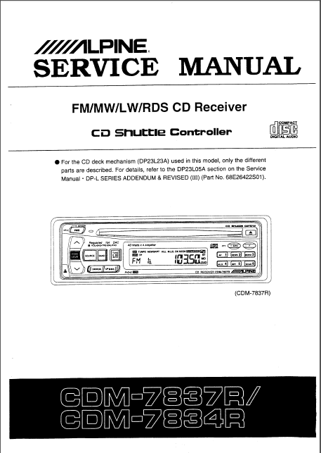 ALPINE CDM 7837R-7834R CD Shuttle Controller Service Manual ...