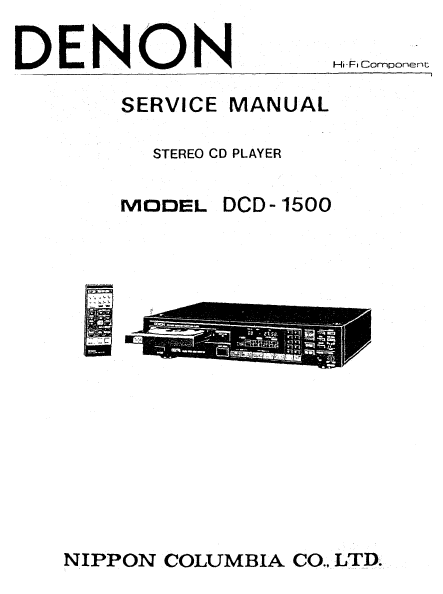 DENON DCD-1500 Stereo CD Player Service Manual – Electronic Service Manuals