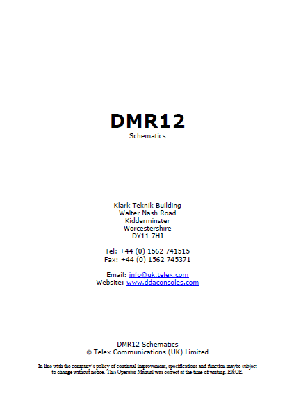 DDA DMR12 Schematics – Electronic Service Manuals
