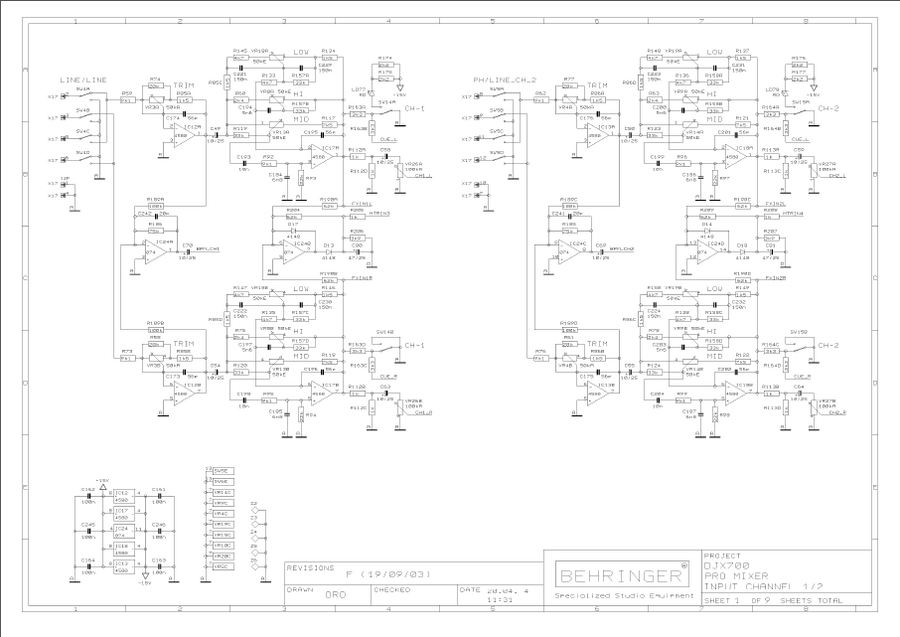 BEHRINGER DJX700 PRO MIXER Schematics – Electronic Service Manuals