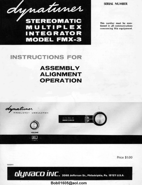 DYNACO FMX-3 Multiplex Integrator Operations Manual – Electronic ...