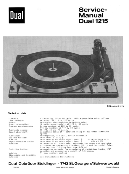 Dual_1215 Service Manual – Electronic Service Manuals