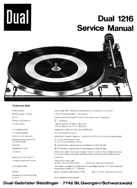 Dual_1216 Service Manual – Electronic Service Manuals