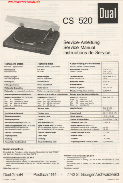 Dual CS 520 Service Manual – Electronic Service Manuals