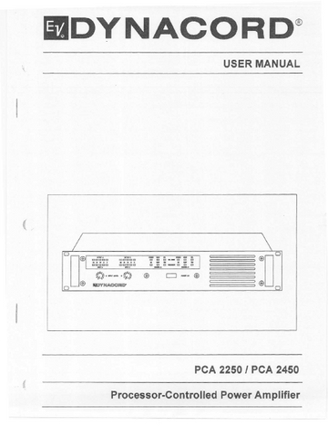 Dynacord PCA-2250 User Manual – Electronic Service Manuals