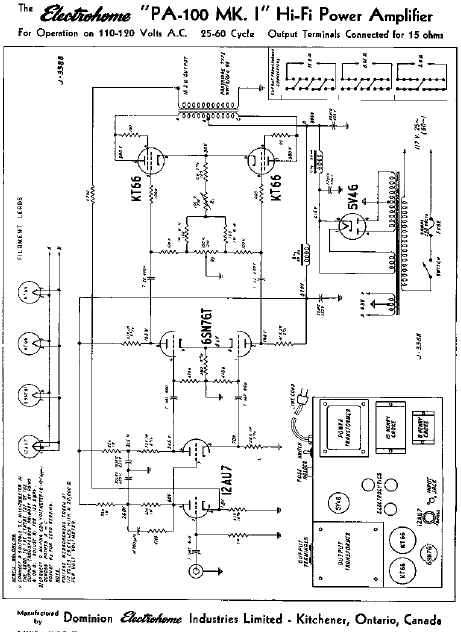 ELECTROHOME PA-100 MK 1 Hi-Fi Power Amp Schematics – Electronic Service ...