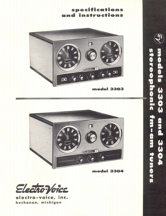 ELECTROVOICE Model 3303 Instruction Manual – Electronic Service Manuals