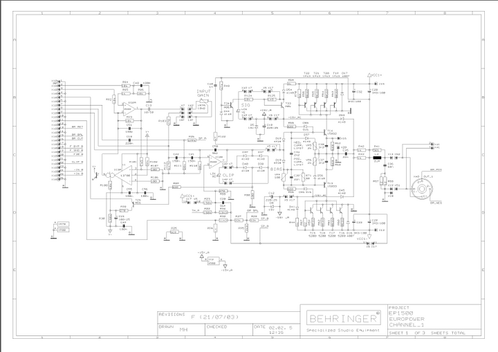BEHRINGER EP1500 Europower rev F Schematics – Electronic Service Manuals