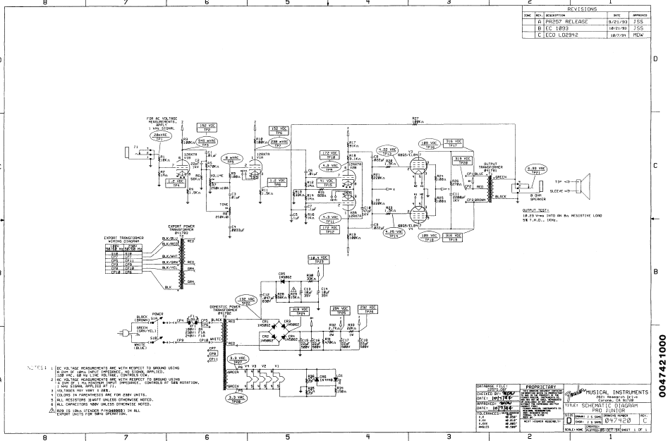 FENDER Pro Junior Schematic – Electronic Service Manuals