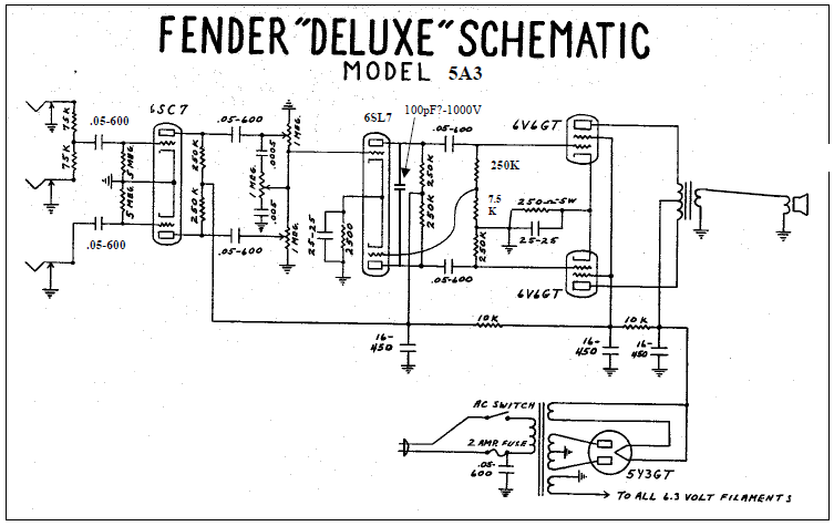 Fender Deluxe 5a3 Schematic – Electronic Service Manuals