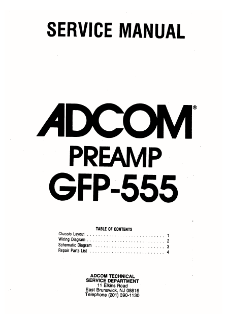 ADCOM GFP 555 PreAmp Schematics – Electronic Service Manuals
