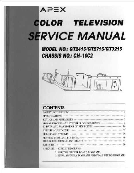 APEX GT2415 Color Television Service Manual – Electronic Service Manuals