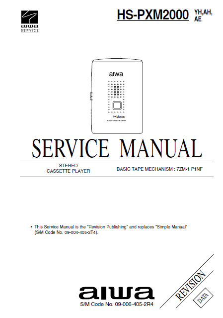 AIWA HS-PXM2000 Revision Stereo Cassette Player Service Manual ...