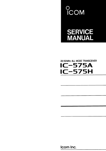 ICOM IC-575A All Mode Transceiver Service Manual – Electronic Service ...