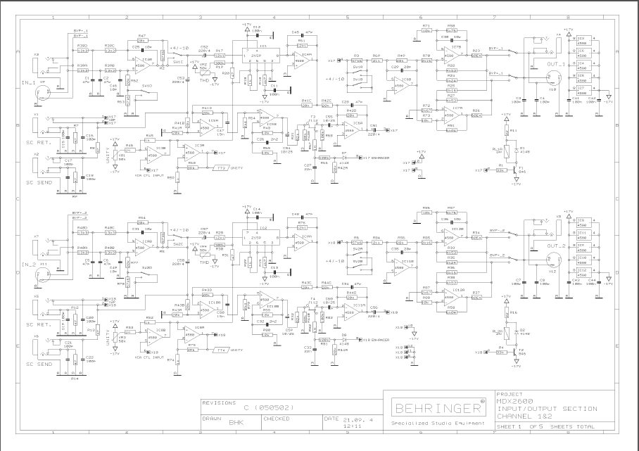BEHRINGER MDX2600 Schematics – Electronic Service Manuals