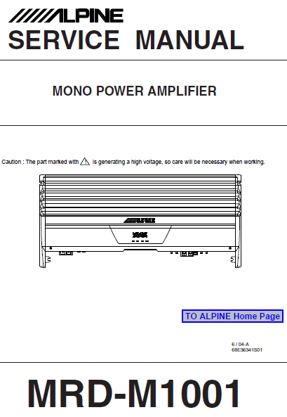 ALPINE MRD-M1001 Mono Power Amplifier Service Manual – Electronic ...