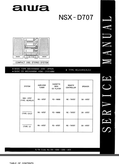 AIWA NSX-D707 Service Manual – Electronic Service Manuals
