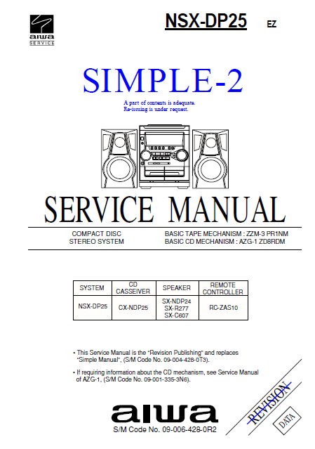 AIWA NSX-DP25 Service Manual – Electronic Service Manuals
