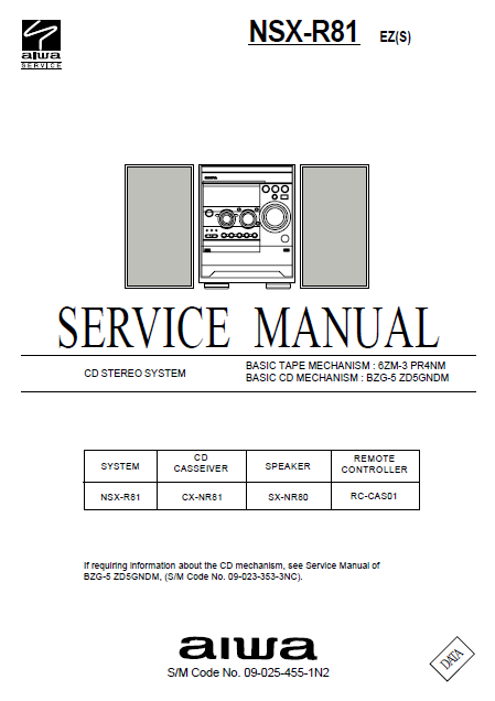 AIWA NSX-R81 Service Manual – Electronic Service Manuals