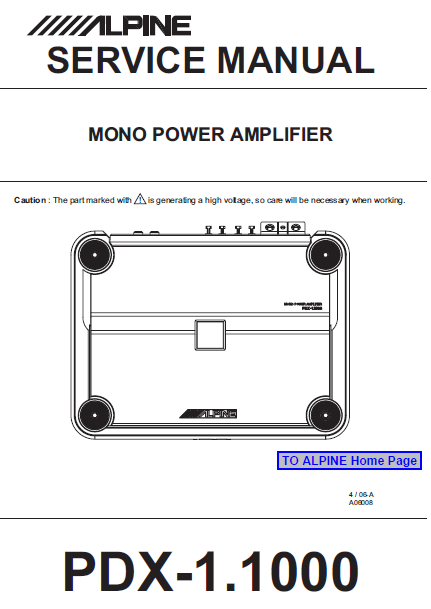 ALPINE PDX-1.1000 Mono Power Amplifier Service Manual – Electronic ...