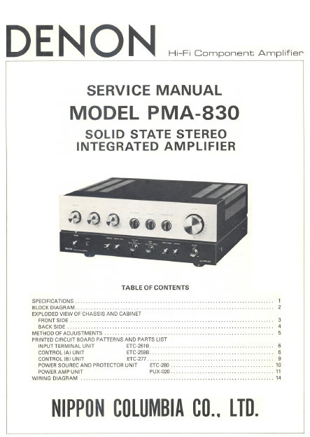 DENON-PMA-830 Service Manual – Electronic Service Manuals