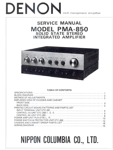 DENON-PMA-850 Service Manual – Electronic Service Manuals