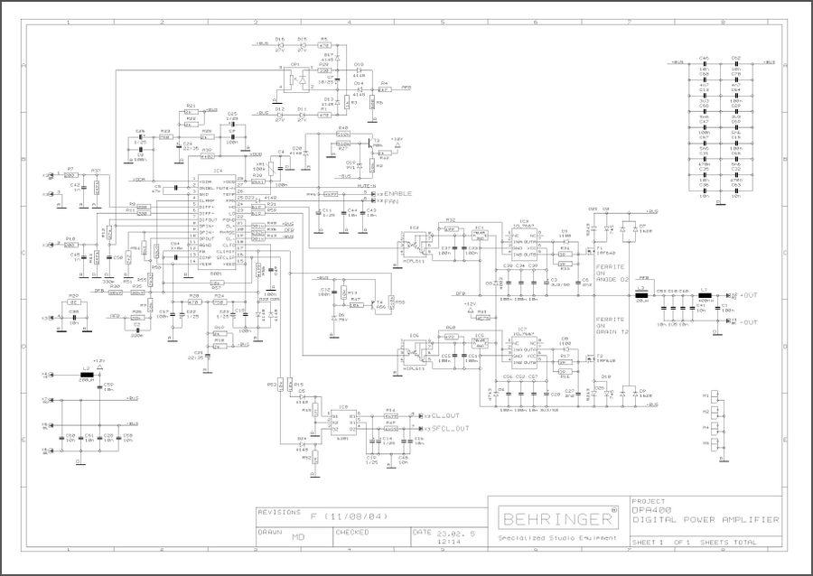 BEHRINGER DPA400 rev F Schematic – Electronic Service Manuals