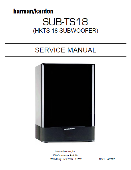 Harman Kardon SUB-TS18 Service Manual – Electronic Service Manuals