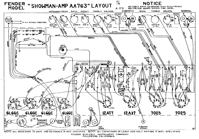 FENDER Showman-Amp AA763 Layout – Electronic Service Manuals