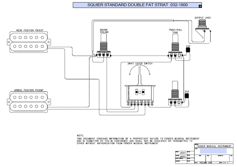 FENDER Squier Standard Double Fat Strat 032-1800 Schematic – Electronic ...