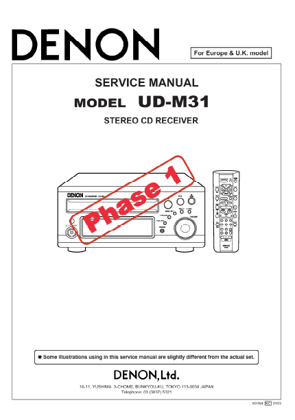 DENON UD-M31 Phase 1 Stereo CD Receiver Parts List and Schematics ...