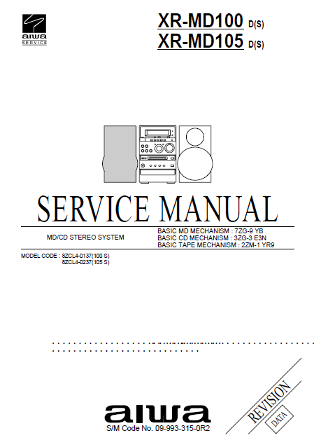 AIWA XR MD100-MD105 CD Stereo System Revision Service Manual – Electronic Service Manuals
