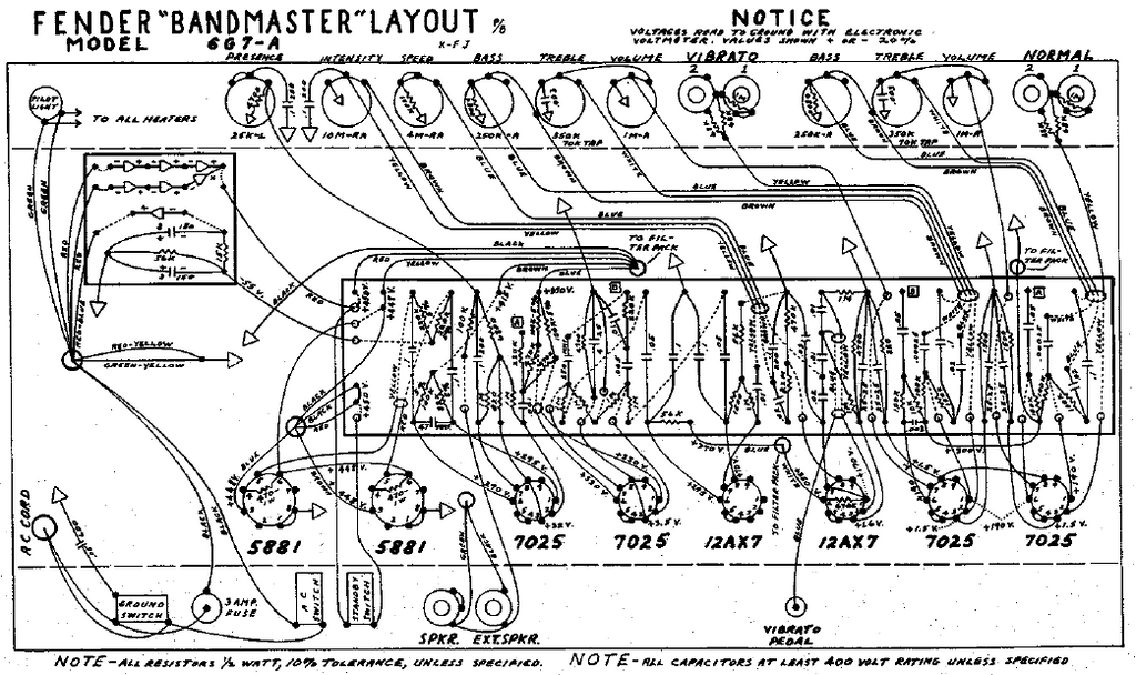 FENDER Bandmaster 6g7a Layout – Electronic Service Manuals