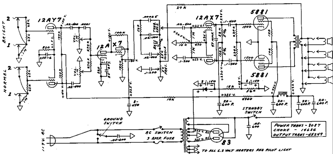 FENDER Bassman 5F6 Schematic – Electronic Service Manuals