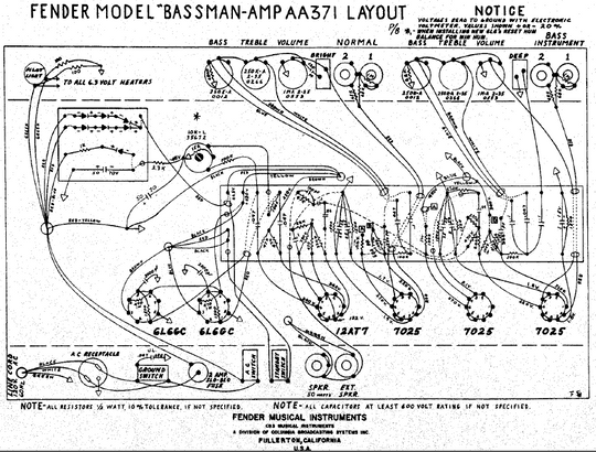 FENDER Bassman AMP AA371 Layout – Electronic Service Manuals