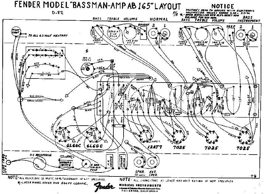 FENDER Bassman AB165 Layout – Electronic Service Manuals
