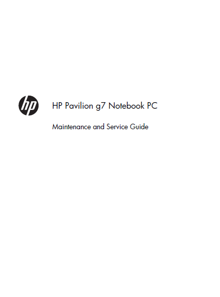 Hewlett-Packard Pavilion g7 Notebook PC Service Manual – Electronic ...